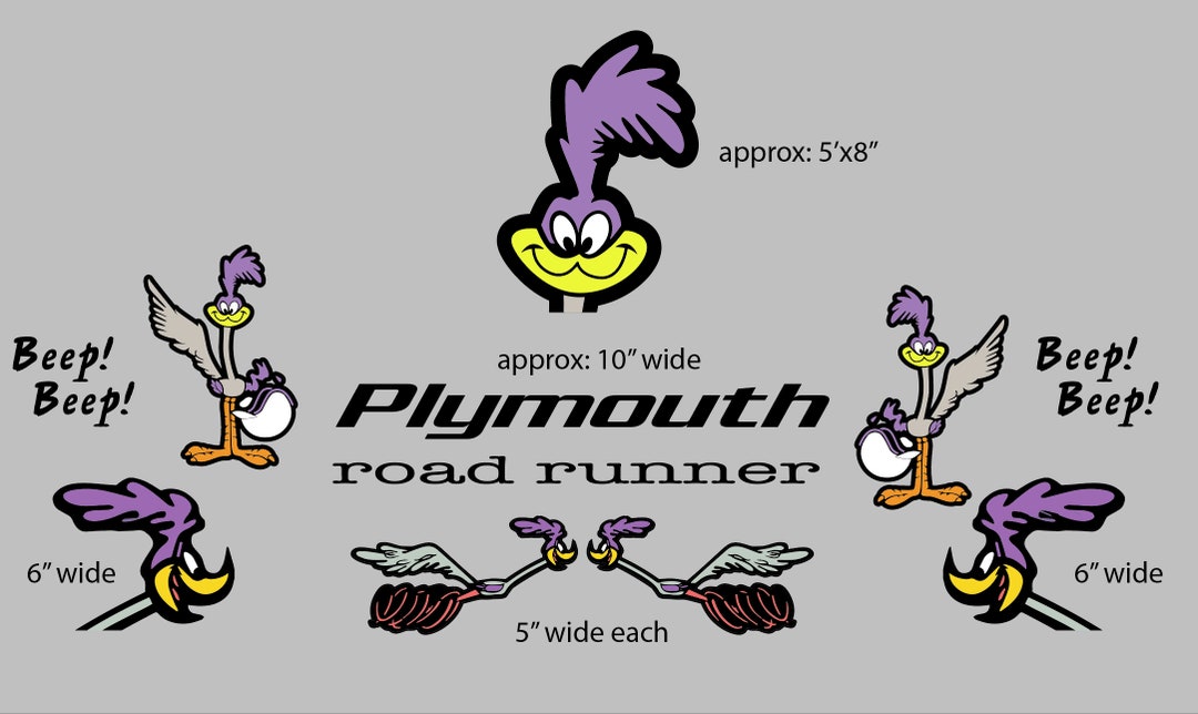 Plymouth Roadrunner Sticker Kit Vinyl Decal Hot Rod Sticker Set of 11 ...