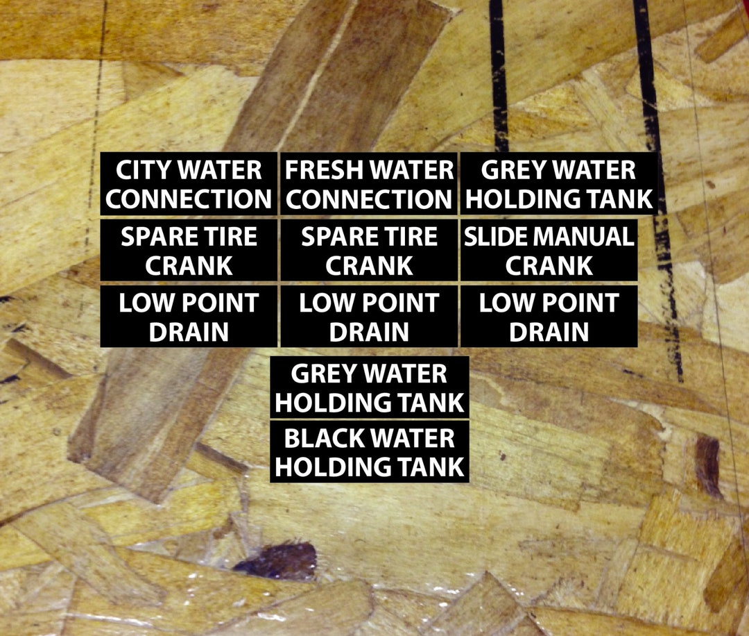 RV Camper Motorhome 5th Water Black Grey Tank Replacement Label Decals ...