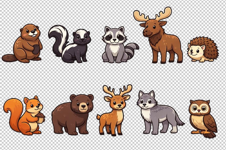 Animal Clipart Bundle – 80 Cute, Cartoon, Illustrated PNG Animals, Fish ...