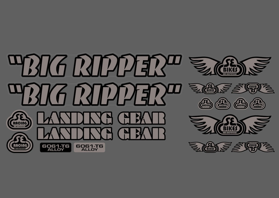 SE Bikes Bmx Big Ripper Landing Gear Stickers Decals Bike Kit - Gray ...