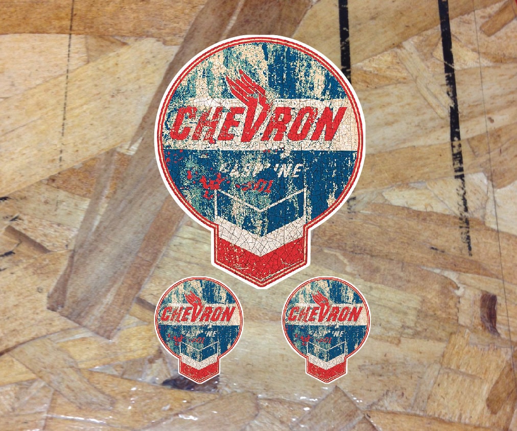 Chevron Gasoline Sticker Distressed Vintage Decal Bumper - Etsy Singapore
