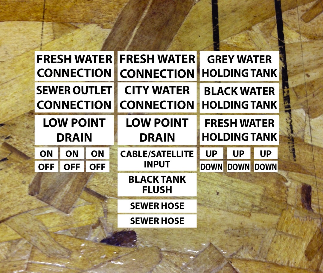 RV Camper Motorhome 5th Water FULL WHITE Grey Tank Replacement Label ...