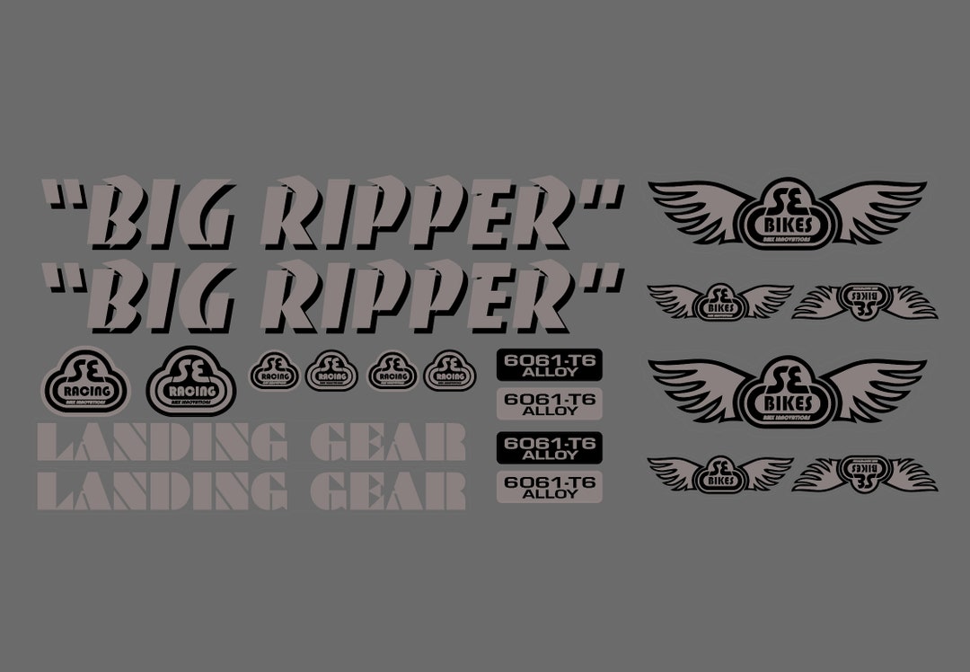 SE Bikes BMX BIG Ripper Landing Gear Stickers Decals Bike Kit - Gray ...