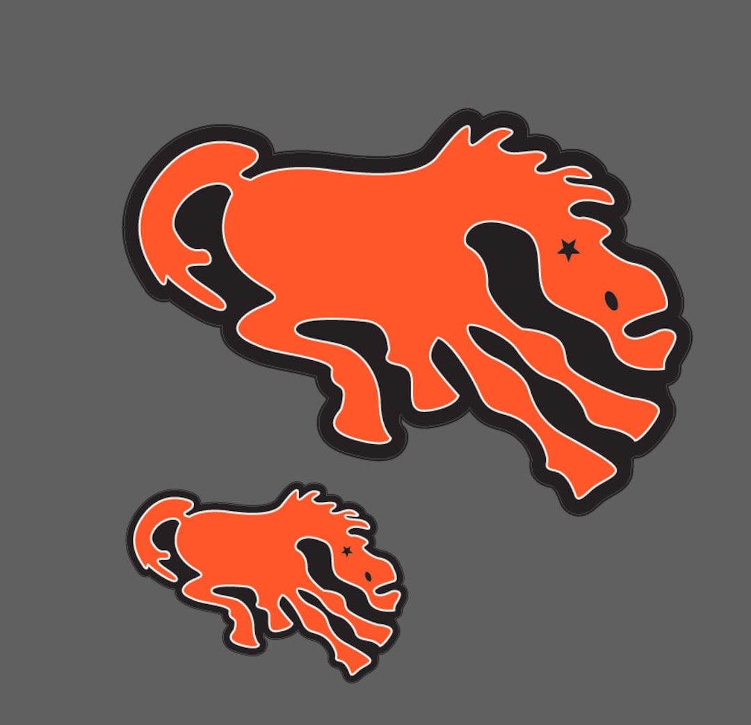 Denver Broncos Bucky 60s Horse Vintage Orange Mascot Sticker Decals - 4 ...