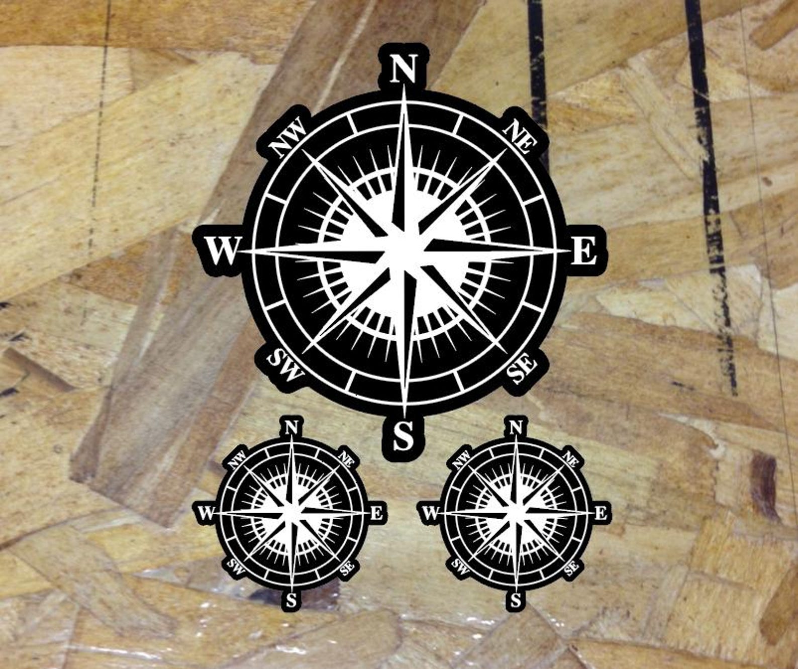 Compass Sticker Decal Black and White Vinyl Camping Outdoors Travel RV ...