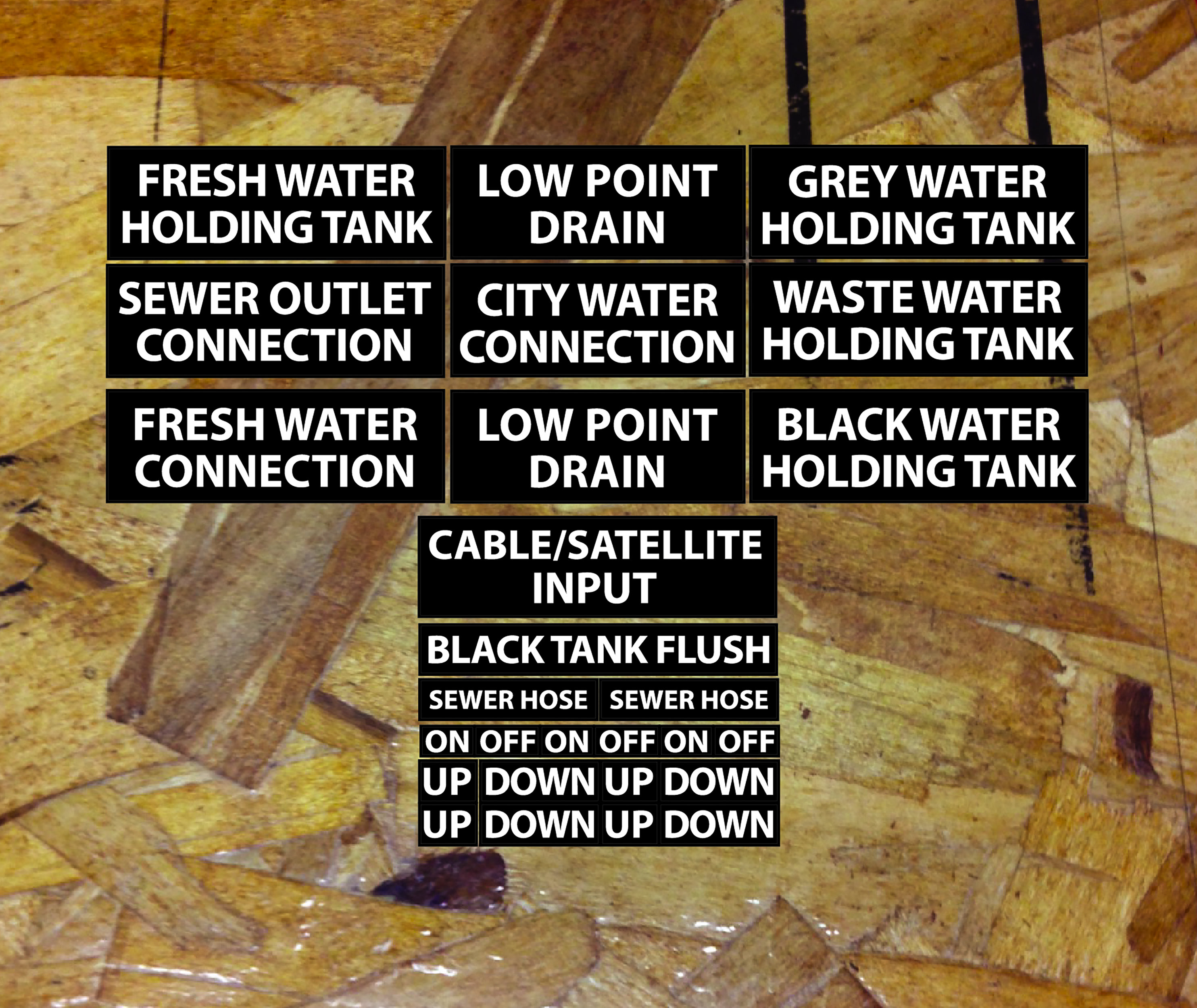 RV Camper Motorhome 5th Water FULL BLACK Grey Tank Replacement Label ...