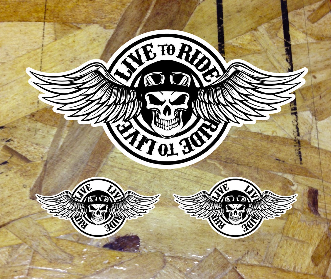 LIVE TO RIDE Wings Sticker Car Motorcycle Helmet Decal Vinyl Chopper ...
