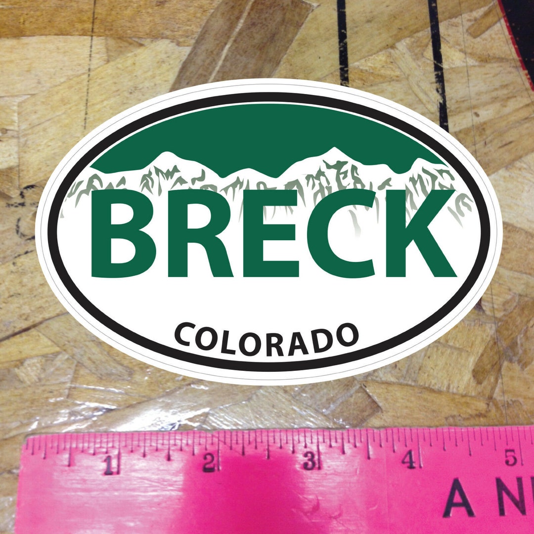 BRECK Breckenridge Ski Snowboard Oval Sticker Decals Green White ...