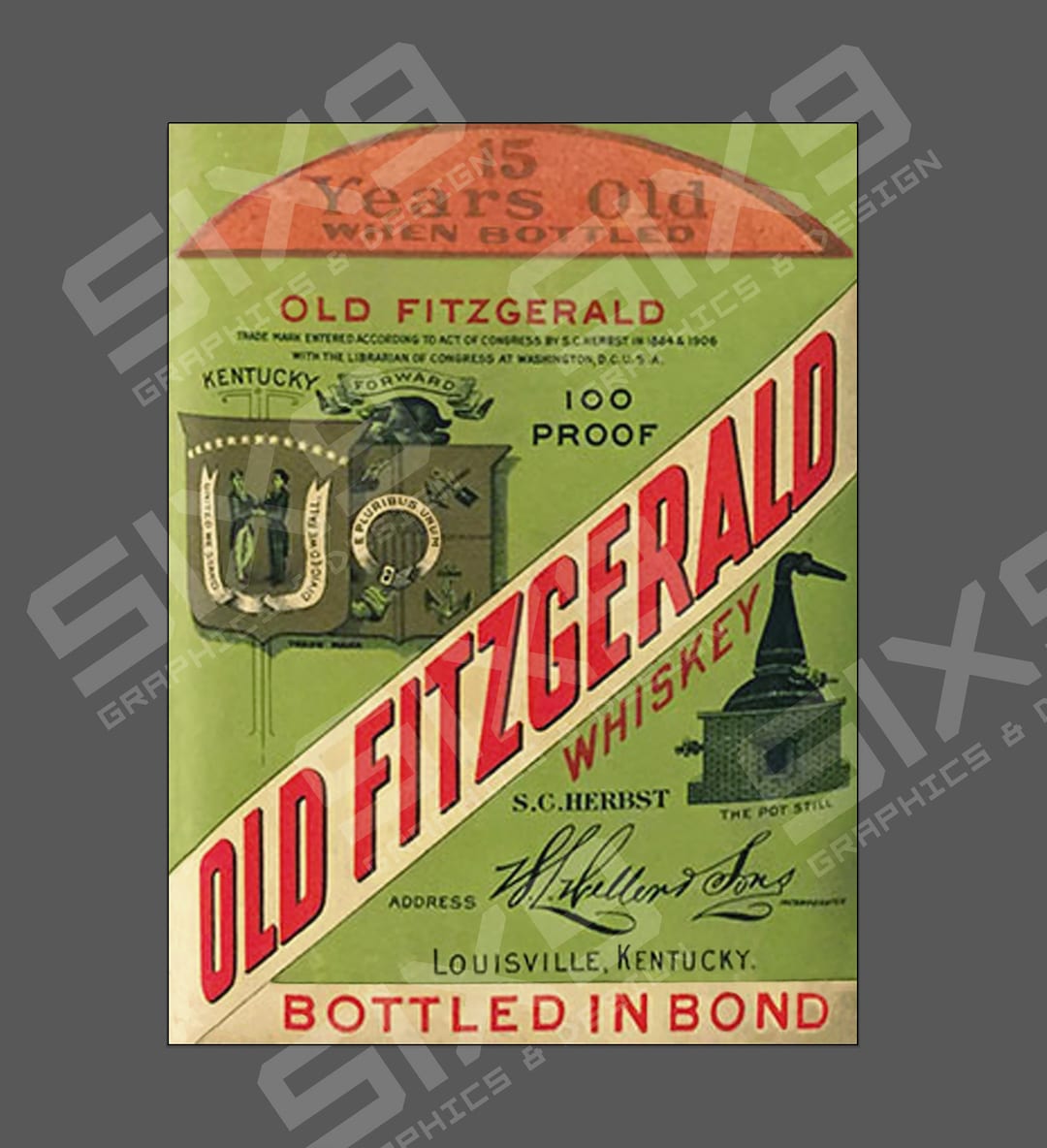 Old Fitzgerald Whisky Whiskey Bottled in Bond Bourbon Poster Remastered ...