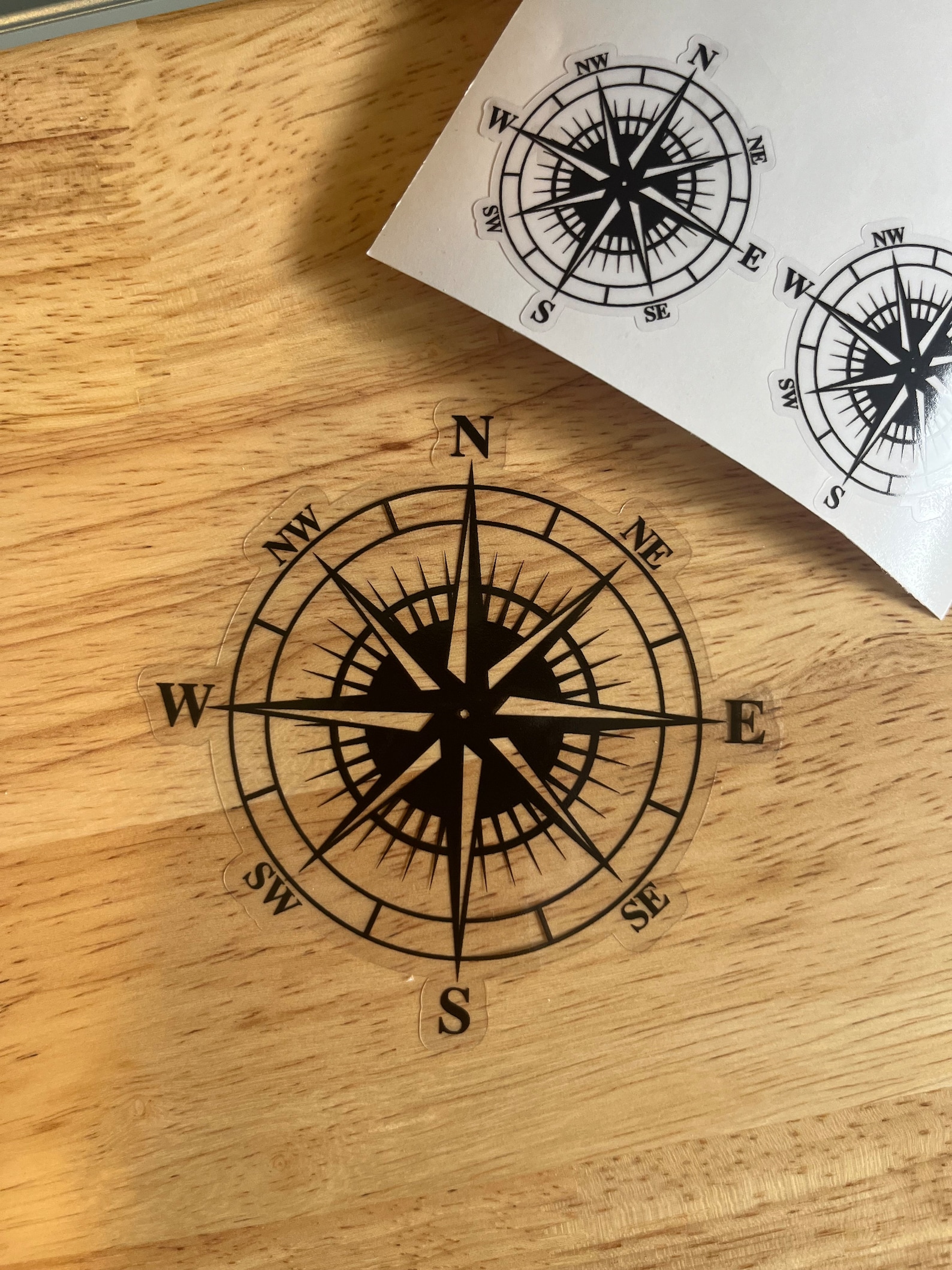 Compass Sticker Decal Clear and Black Vinyl Camping Outdoors Travel RV ...