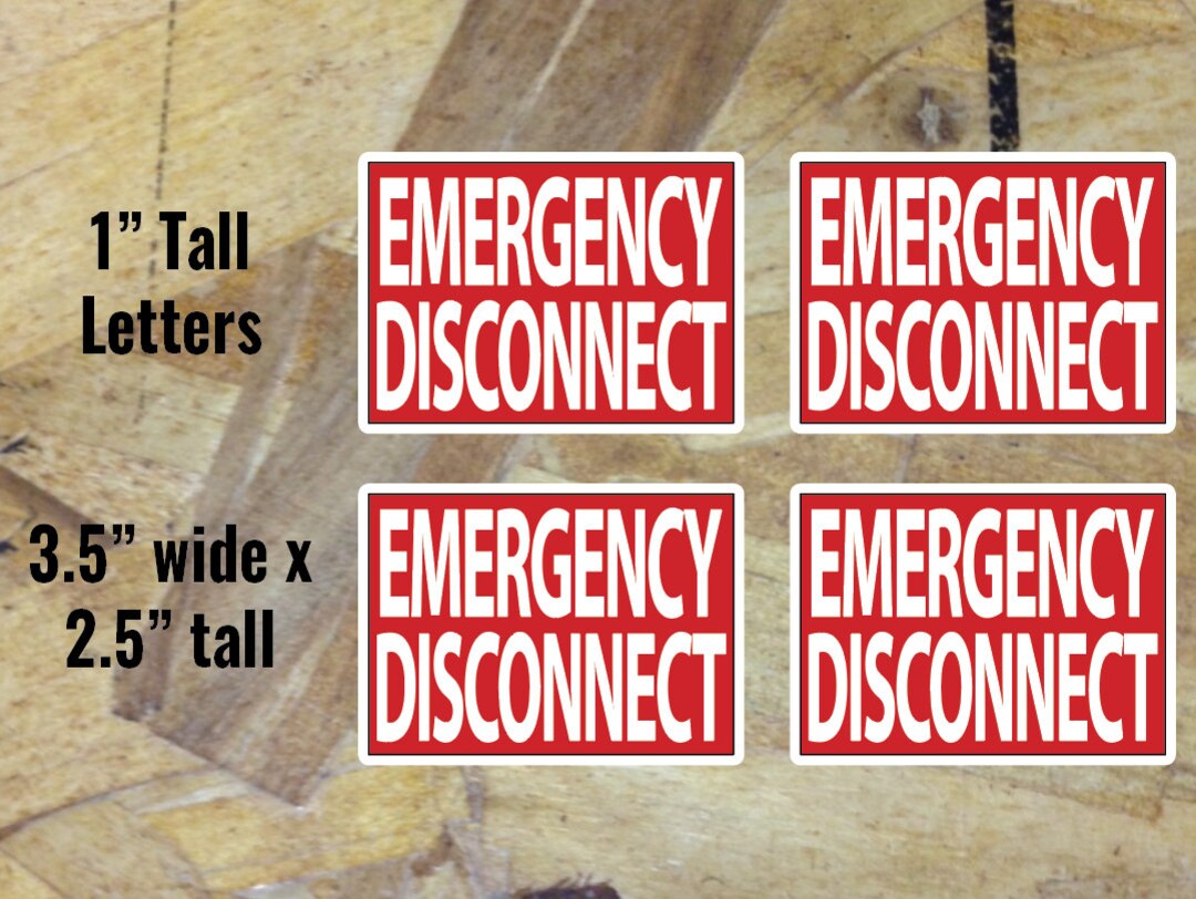 Emergency Disconnect Sticker Decal Electrician ID Label Vinyl - 4 for 1 ...