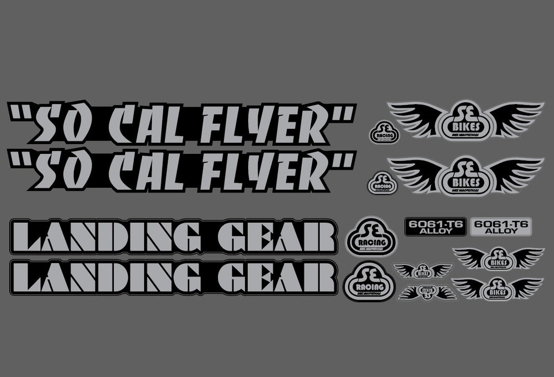 SE Bikes SO CAL Flyer Landing Gear Stickers Decals Bike Kit - Gray ...