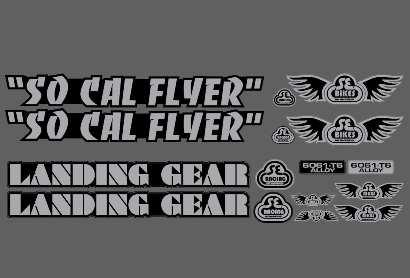SE Bikes SO CAL Flyer Landing Gear Stickers Decals Bike Kit - Gray ...