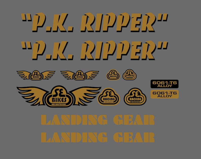 SE Bikes BMX PK Ripper Landing Gear Stickers Decals Bike Kit - Beige ...