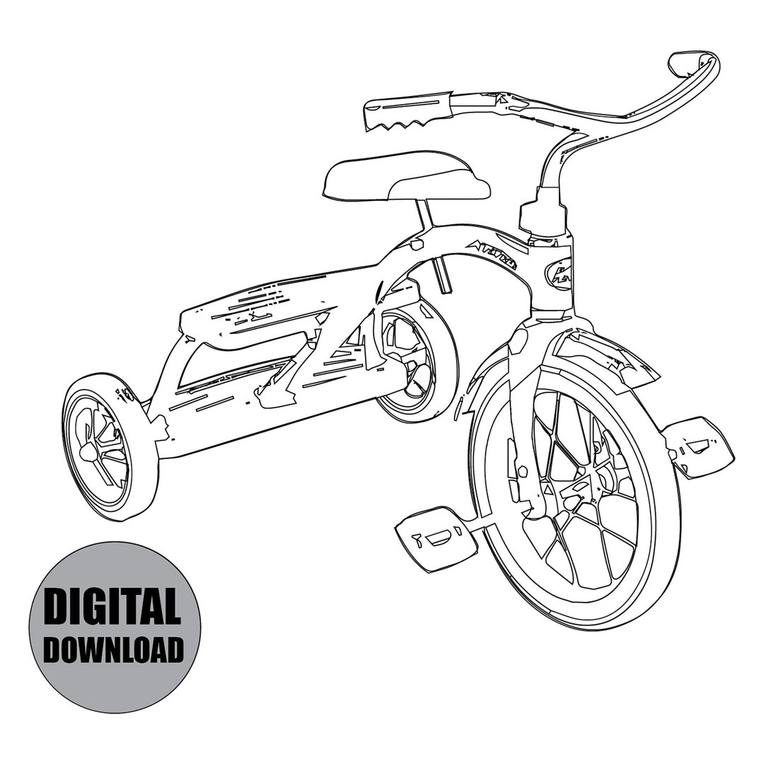 Kids Coloring Tricycle Illustration Printable Paint Photo Picture ...