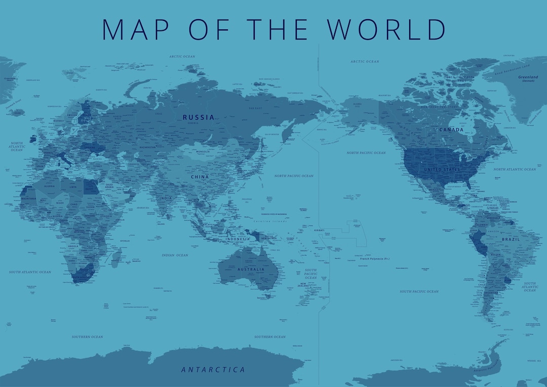 World Map Extra Large Size High Resolution Blue Tone PNG, JPG Download ...