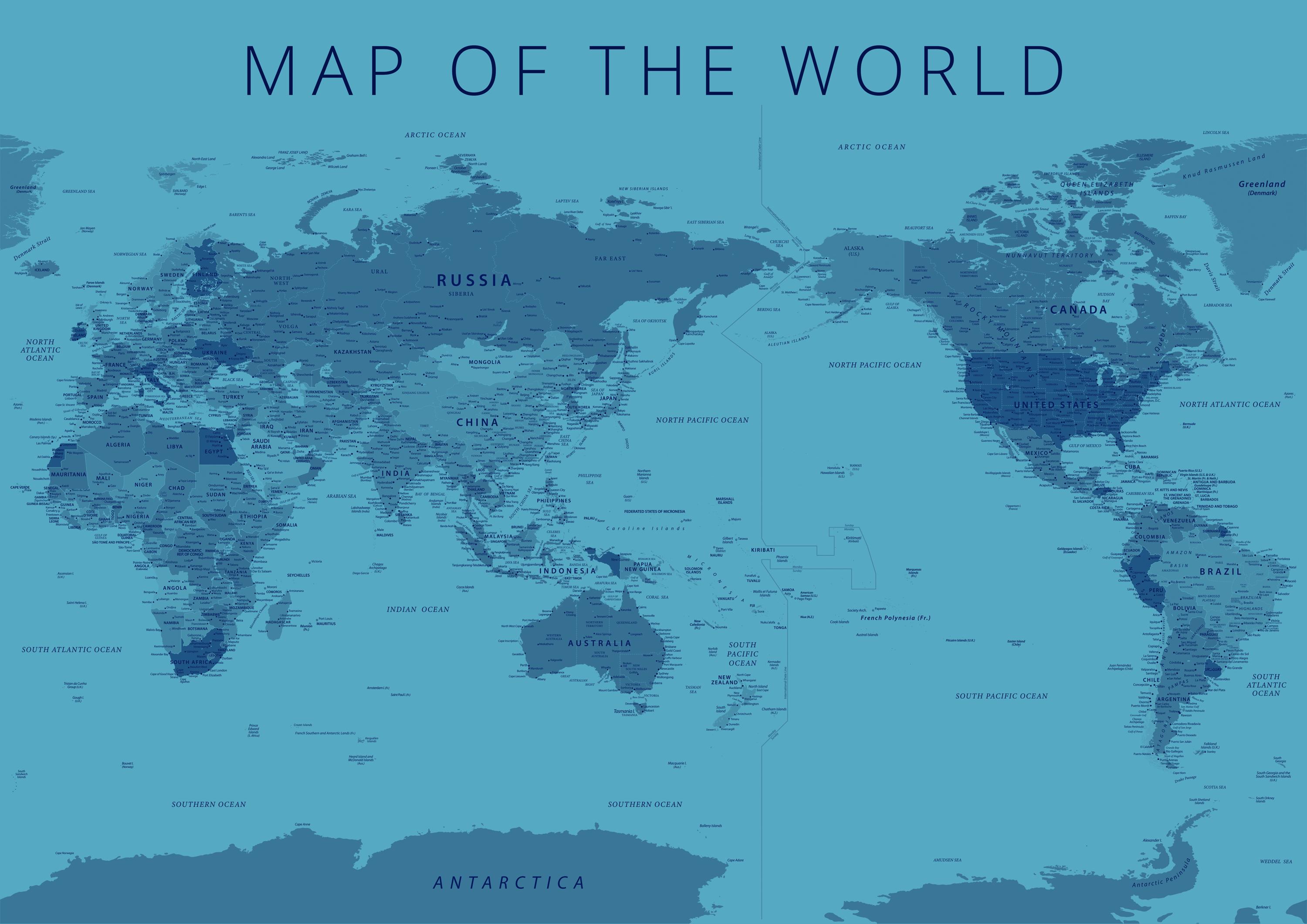 World Map Extra Large Size High Resolution Blue Tone PNG, JPG Download ...