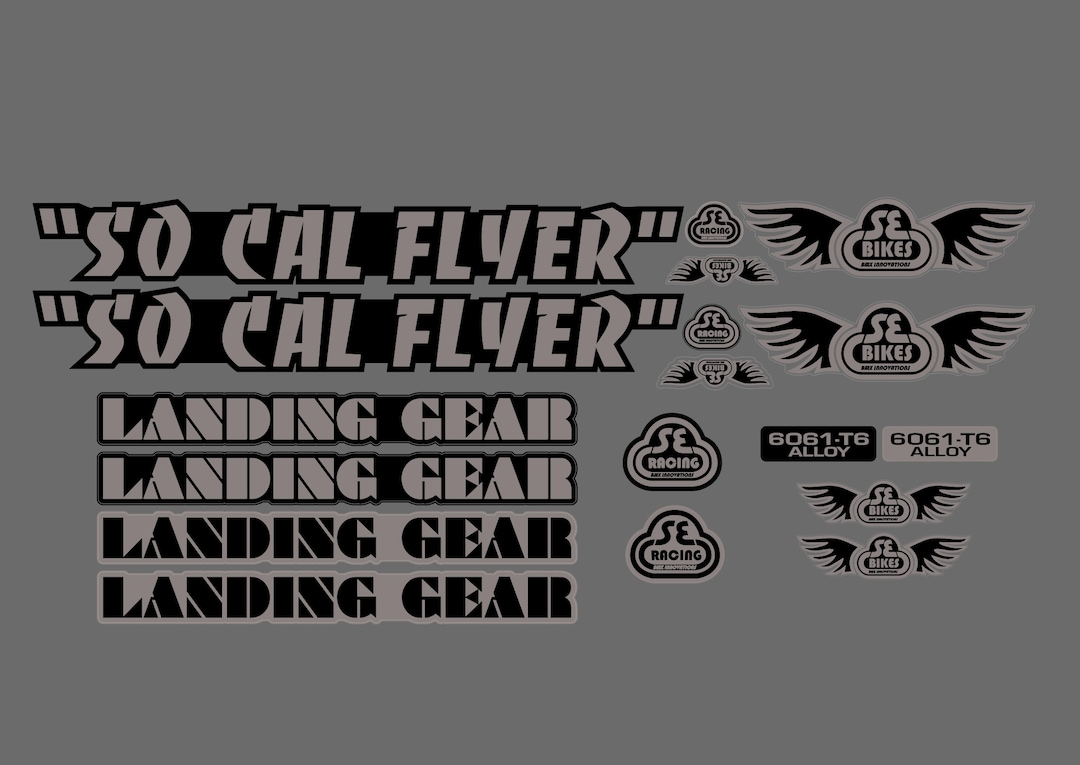 SE Bikes SO CAL Flyer Landing Gear Stickers Decals Bike Kit Chrome ...