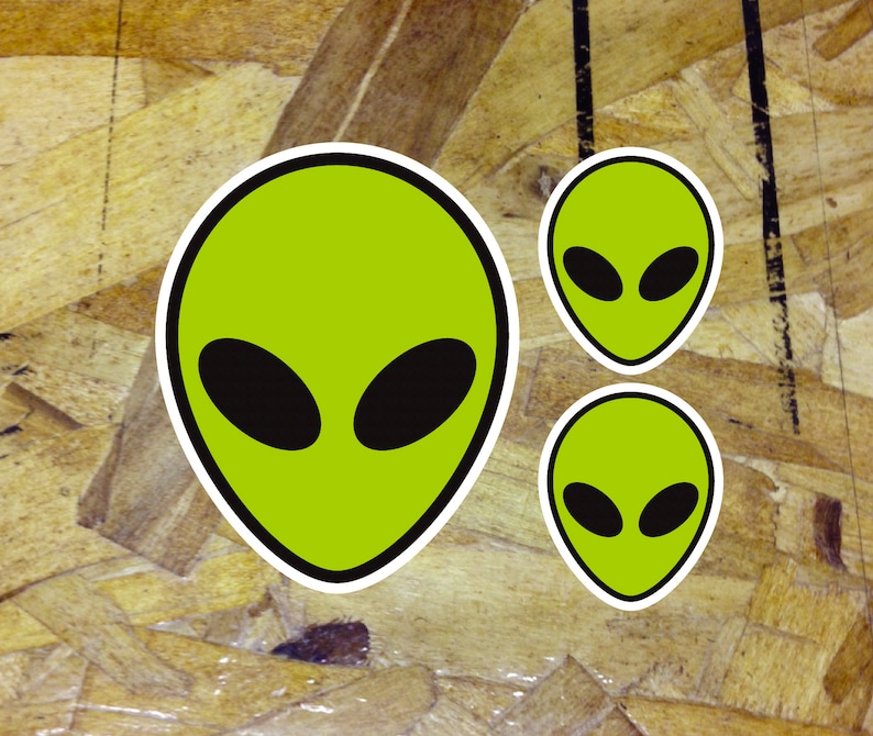 Buy Alien Head ET Extra Terrestrial UFO Funny Decal Sticker Neon Green ...