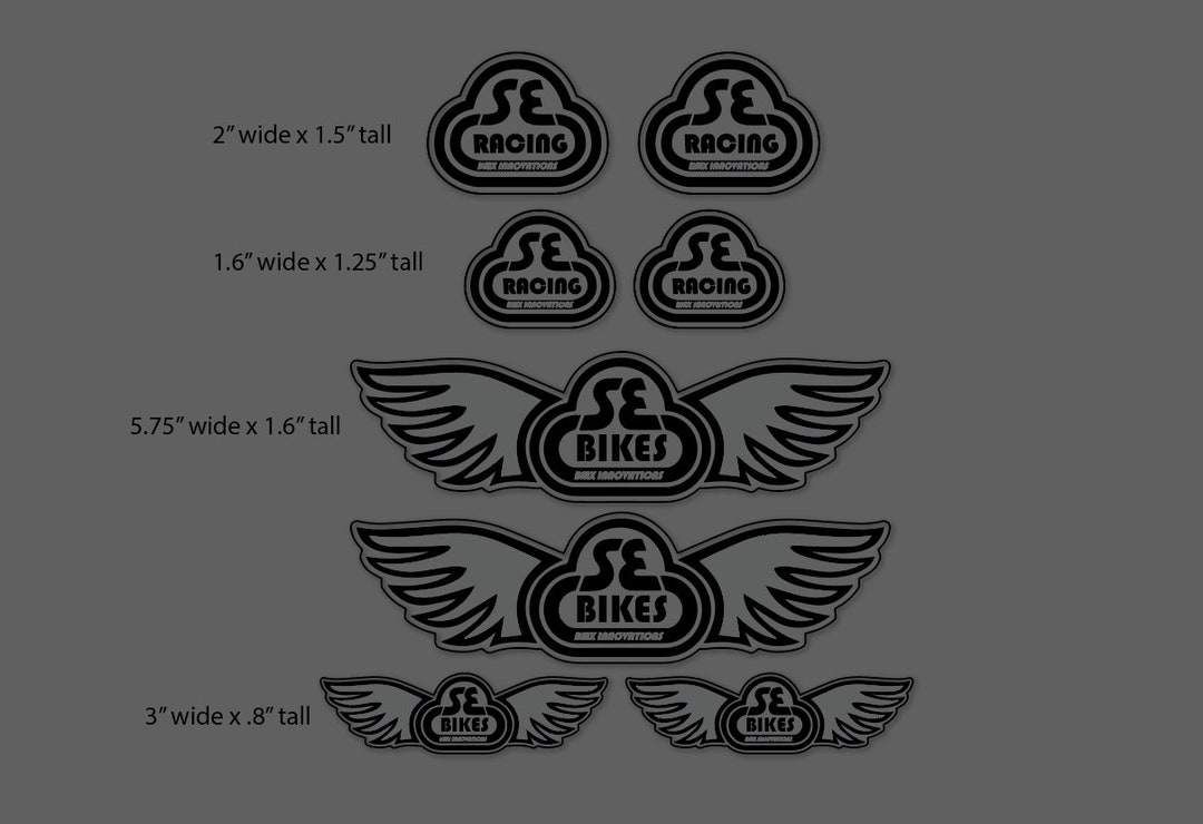 SE Bikes Wings & Badge BMX Innovation Stickers Decals Bike Black on ...