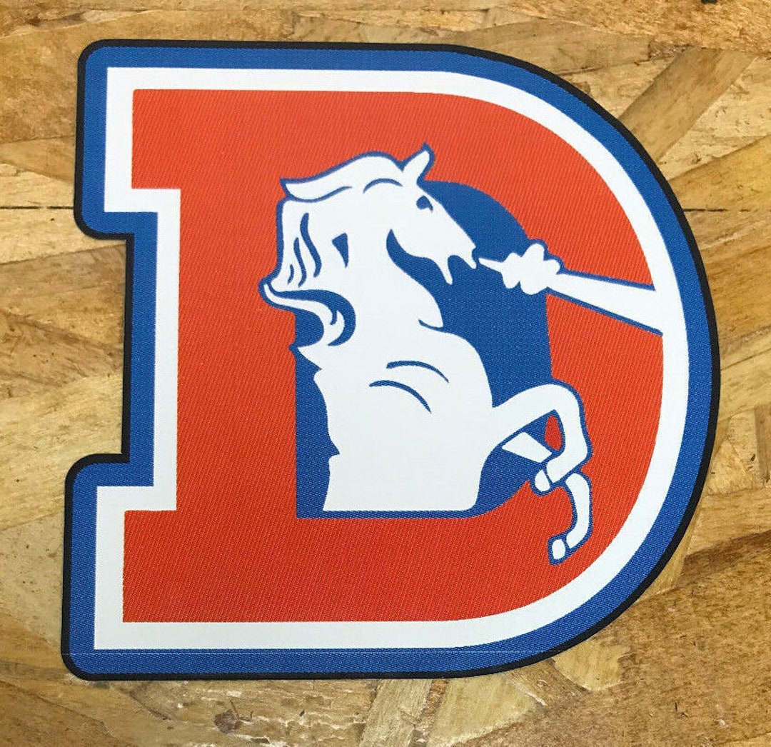 Denver Broncos D Old School Vintage Orange Helmet Decal Sticker 3.75 ...