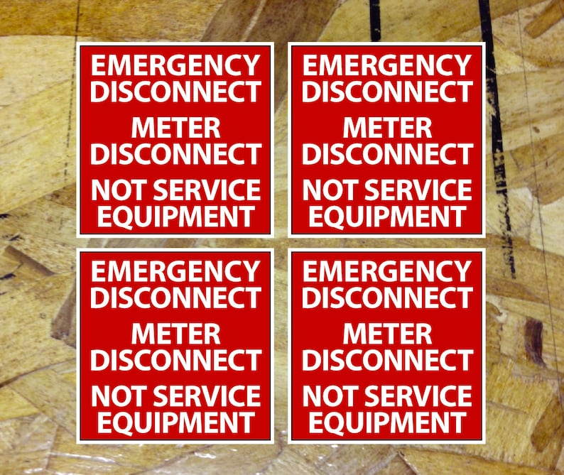 Emergency Disconnect Meter Disconnect Sticker Decal Electrician ID ...