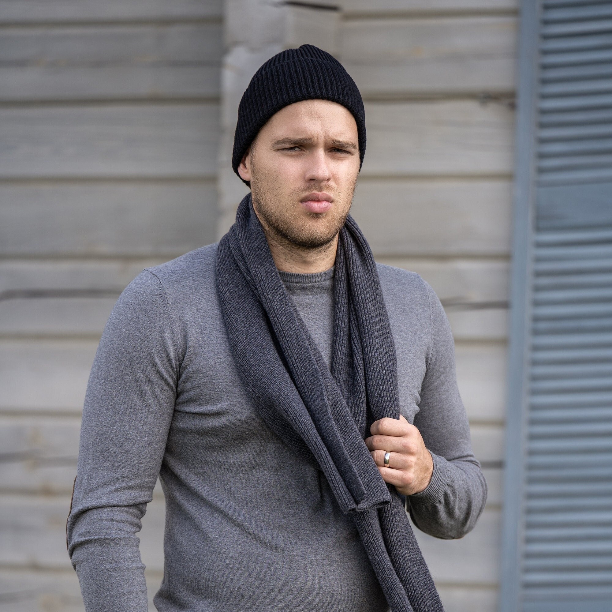 Stricken Sie Wolle Fischer Beanie Hut, gerippte Wintermütze für Mann ...