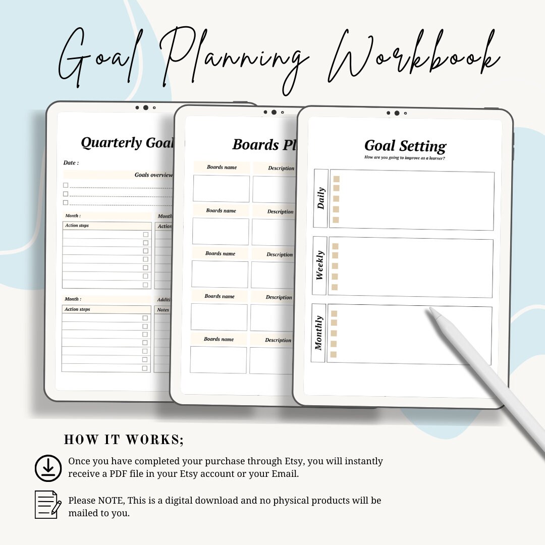 Goal Planning Workbook, Undated Planner, Productivity Journal, Self ...