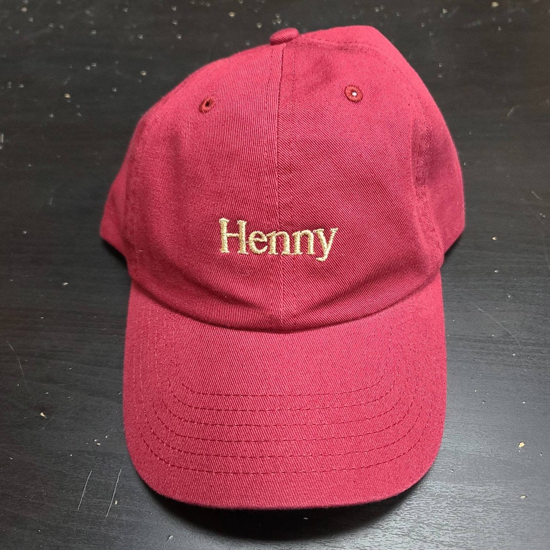 Henny Maroon Gold Embroidered Dad Hat - Etsy UK