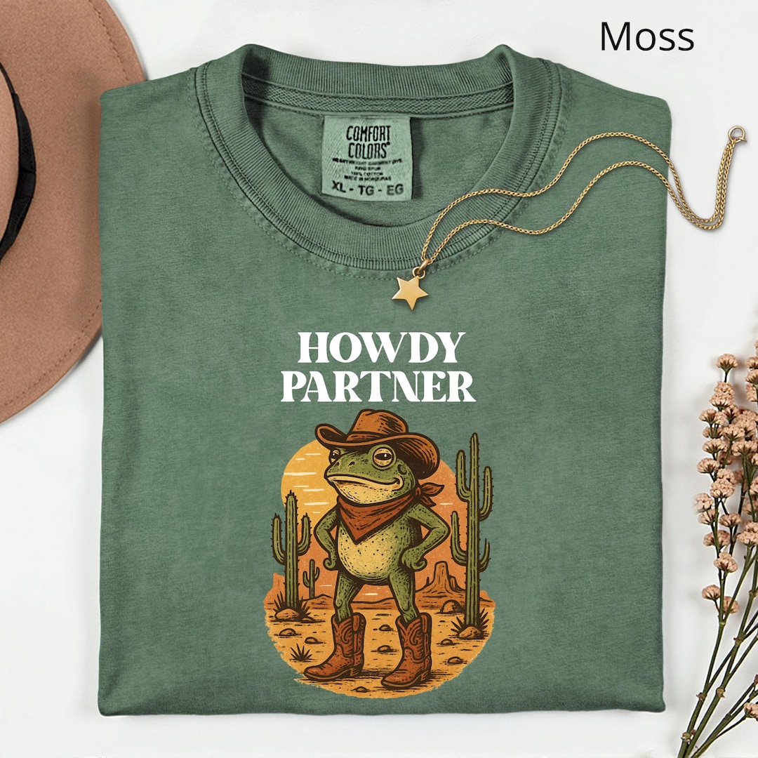 Comfort Colors® Howdy Partner Shirt, Funny Frog Shirt, Cowboy Frog ...