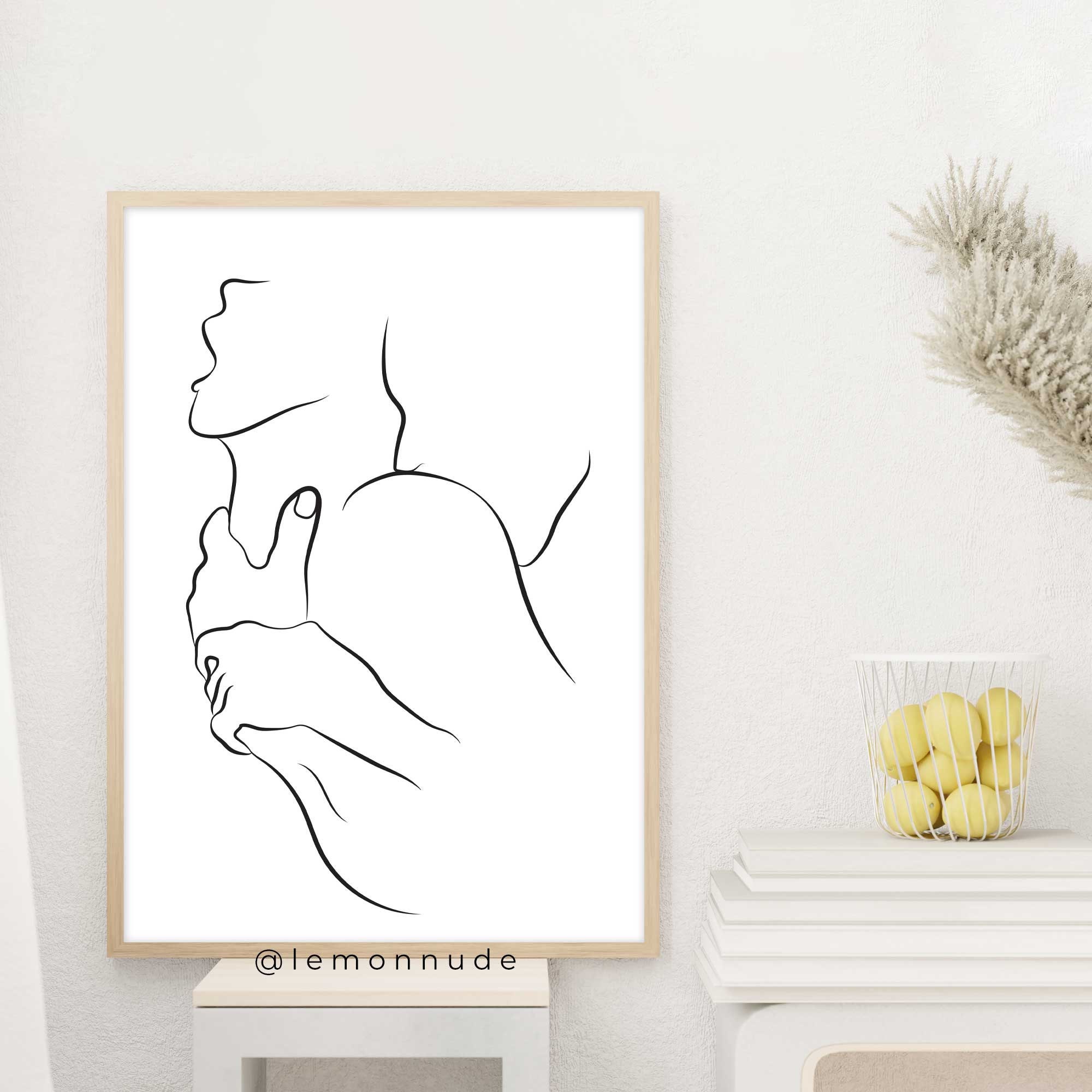 Shoulder Kissintimacy Sex Erotic Line Art Minimalism Etsy Canada