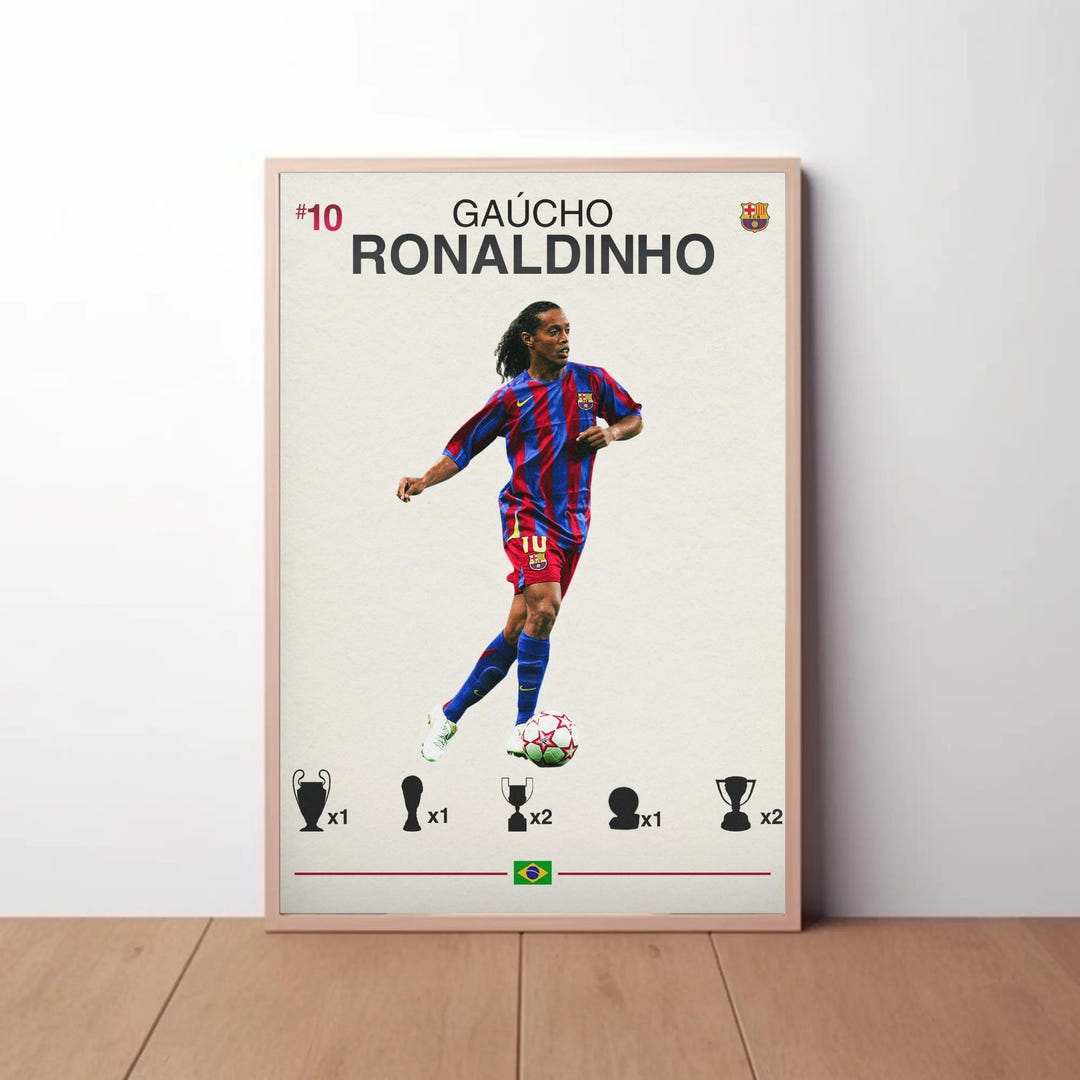 Ronaldinho Soccer Poster, Ronaldinho Wall Art, Soccer Legend Print ...