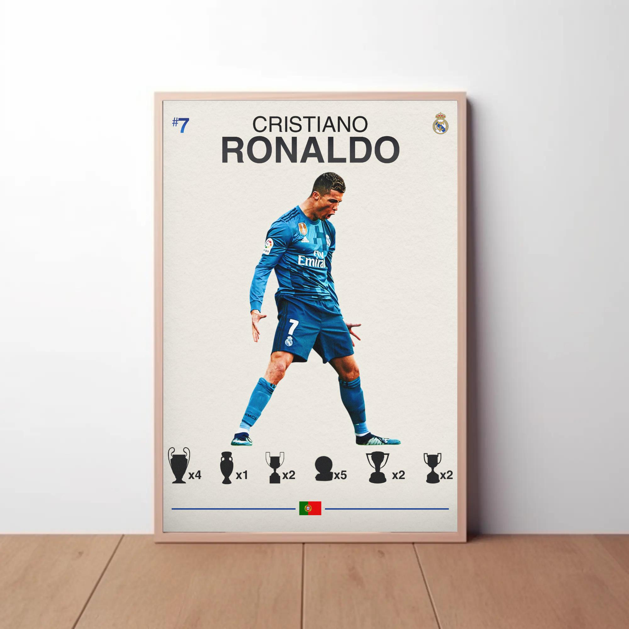 Cristiano Ronaldo Poster, Real Madrid Print, Ronaldo Fan Gift, Soccer ...