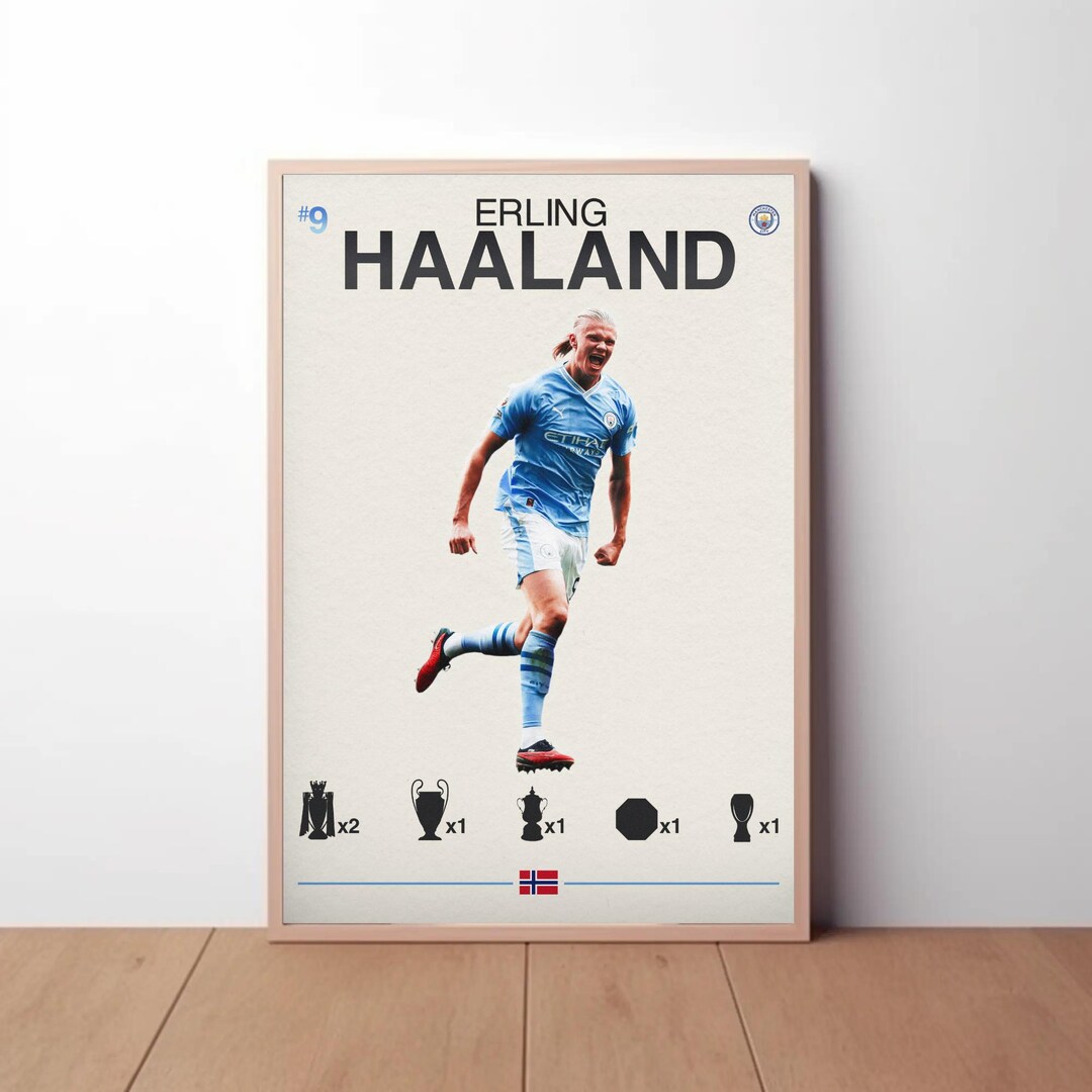 Erling Haaland Poster, Manchester City Poster, Soccer Gifts, Sports ...