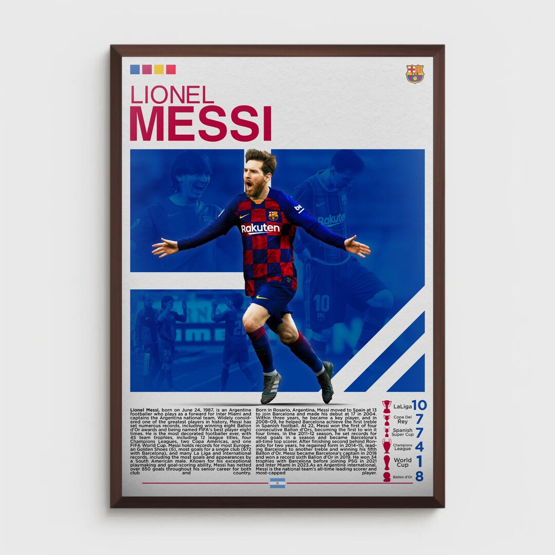 Lionel Messi Poster | Debut Vs Final Match | Modern Soccer Art Print ...