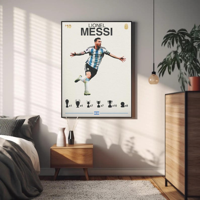 Lionel Messi Poster, Messi Soccer Print Decor, World Cup 2022 Poster ...