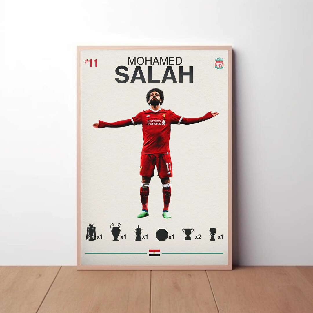 Salah Poster, Mo Salah Wall Art, Liverpool Print, Soccer Decor ...
