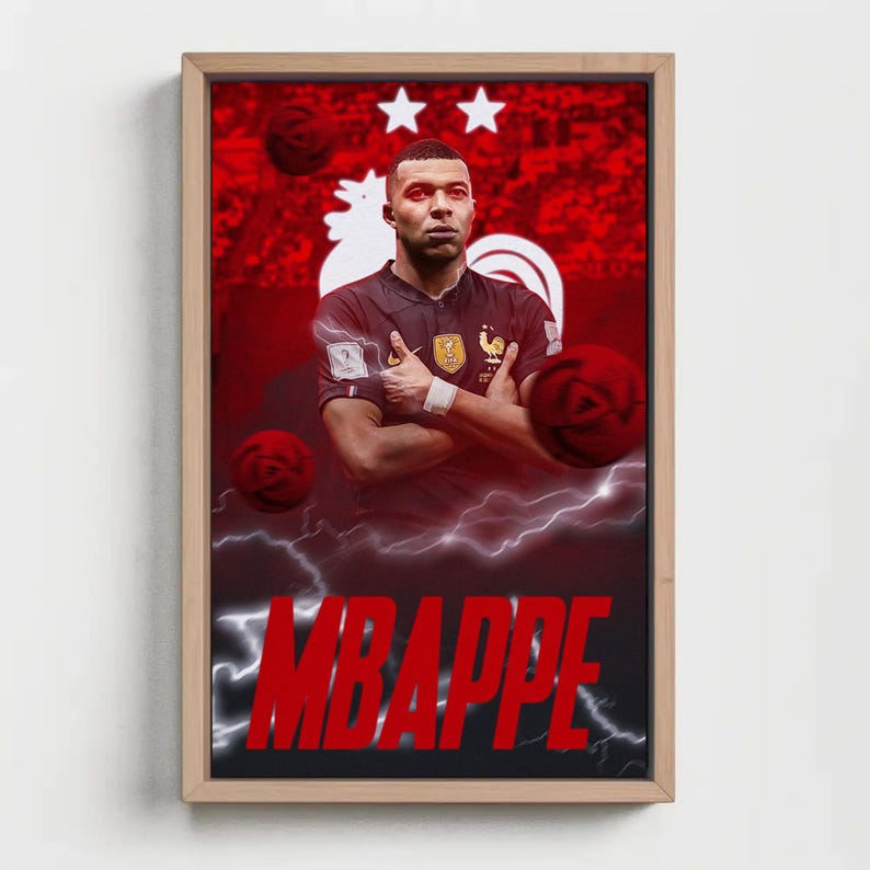 Kylian Mbappe Poster - Football Poster - Mbappe Poster - Soccer Poster ...