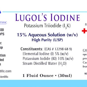 Lugol's Iodine 15% Solution: High Purity, Glass Dropper, 1oz Bausch ...