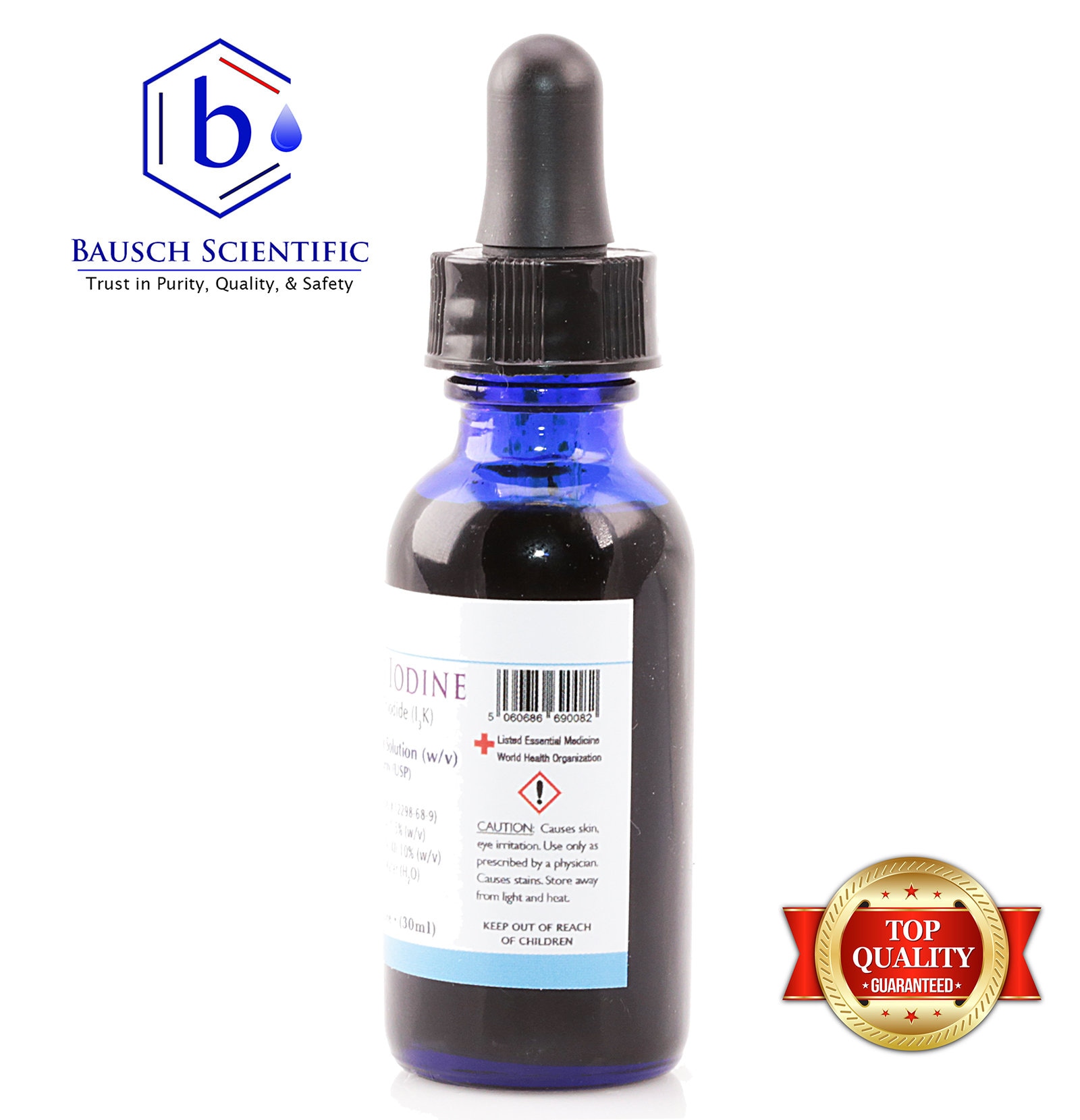 Lugol's Iodine 15% Solution: High Purity, Glass Dropper, 1oz Bausch ...