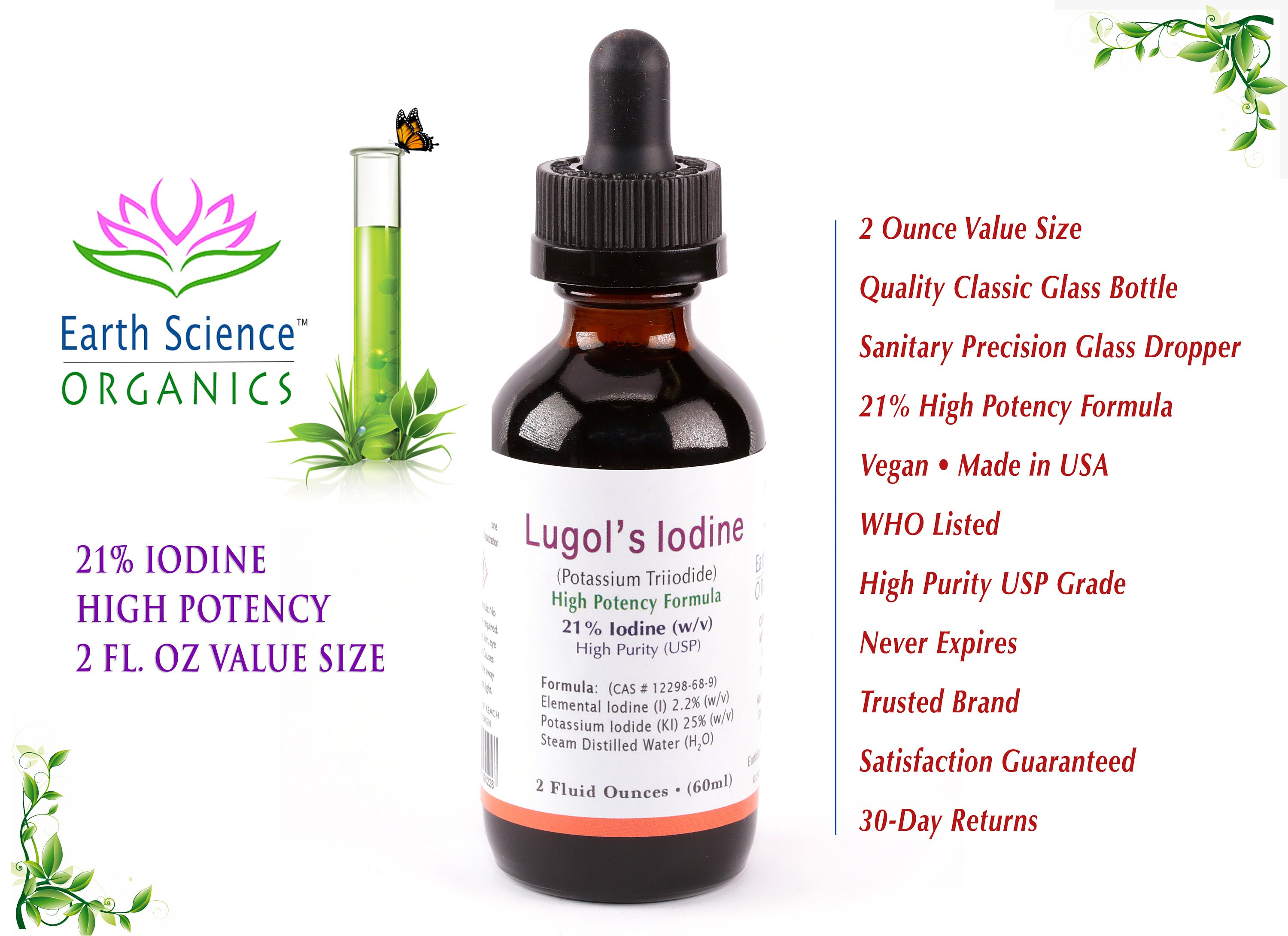 Lugol's Iodine 21% Solution: High Potency Formula, USA 2oz 3-pack - Etsy