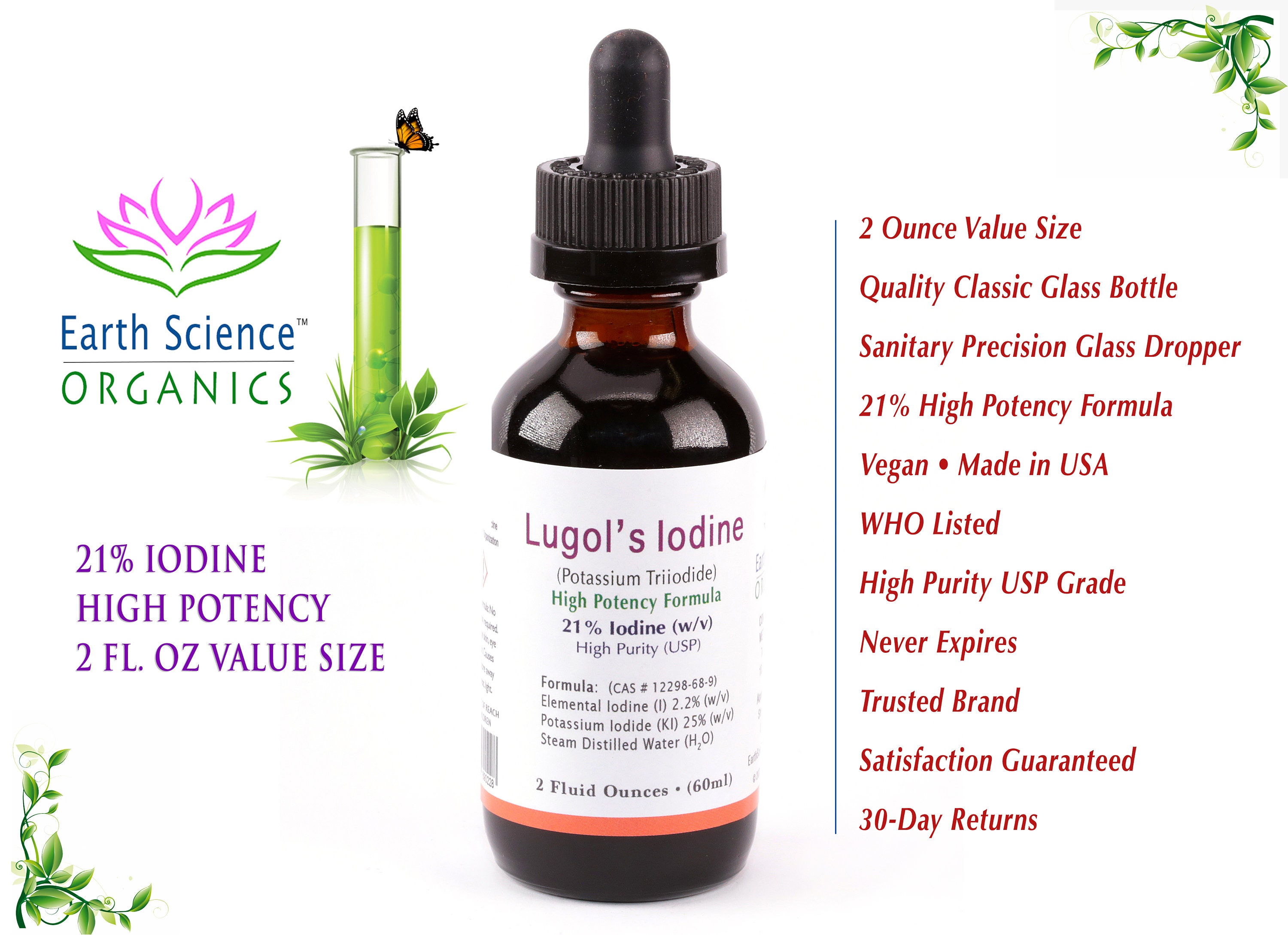 21% Lugol's Iodine Solution: Top Brand High Potency Formula W/dropper ...