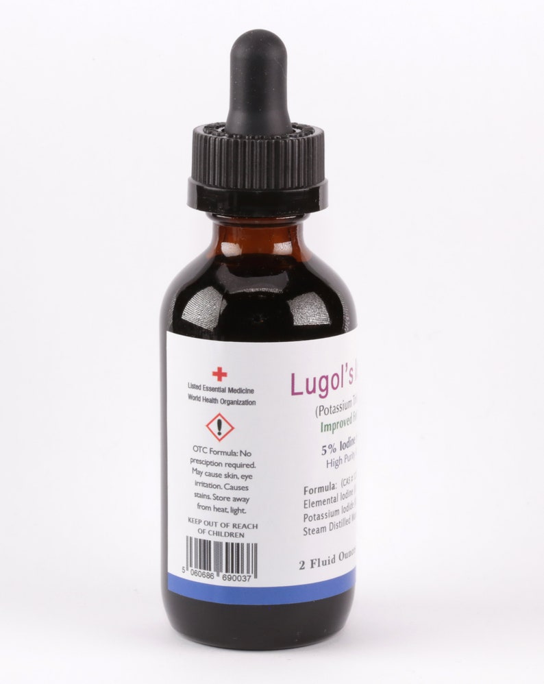 Lugol's Iodine 5% Strong Solution: 2 Oz Bottle With Dropper - Etsy