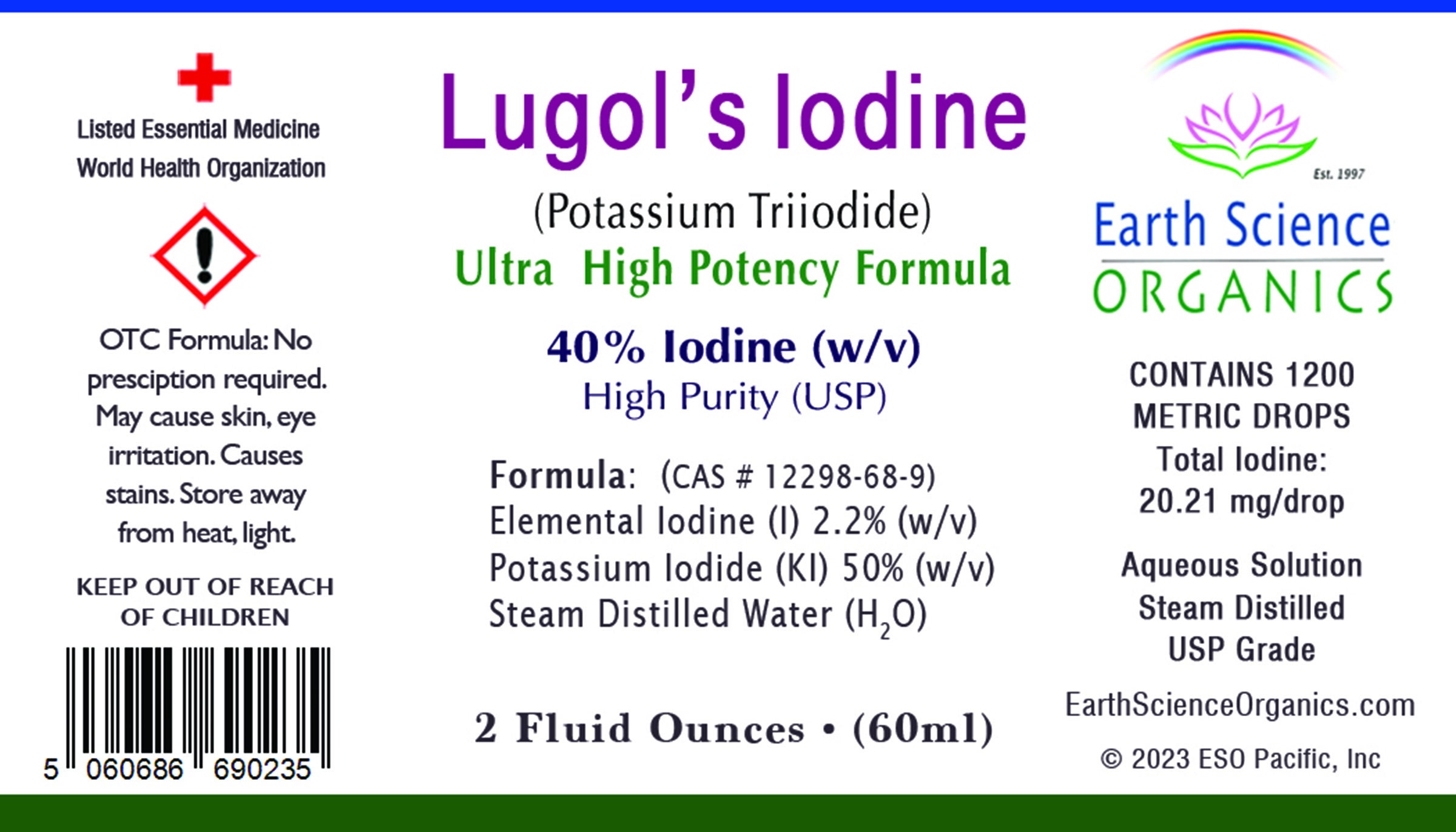 Lugol's Iodine Solution: 40% Ultra High Potency, 2oz Bottle - Etsy