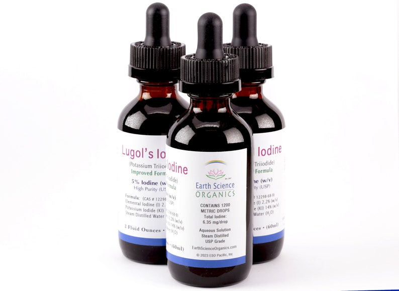 Lugol's Iodine 5% Strong Solution: Earth Science Organics, 3-pack - Etsy