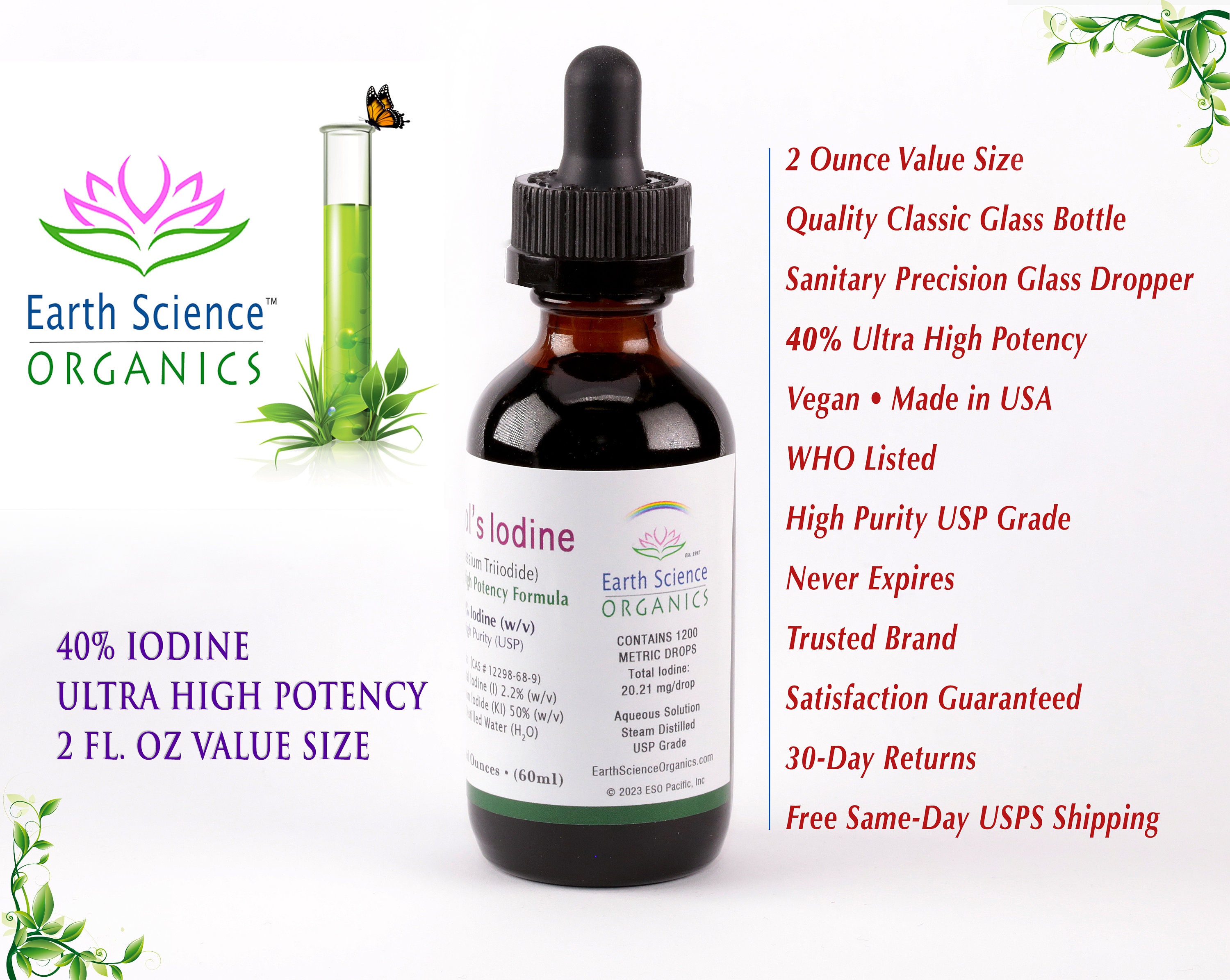 Lugol's Iodine Solution: 40% Ultra High Potency, 2oz Bottle - Etsy