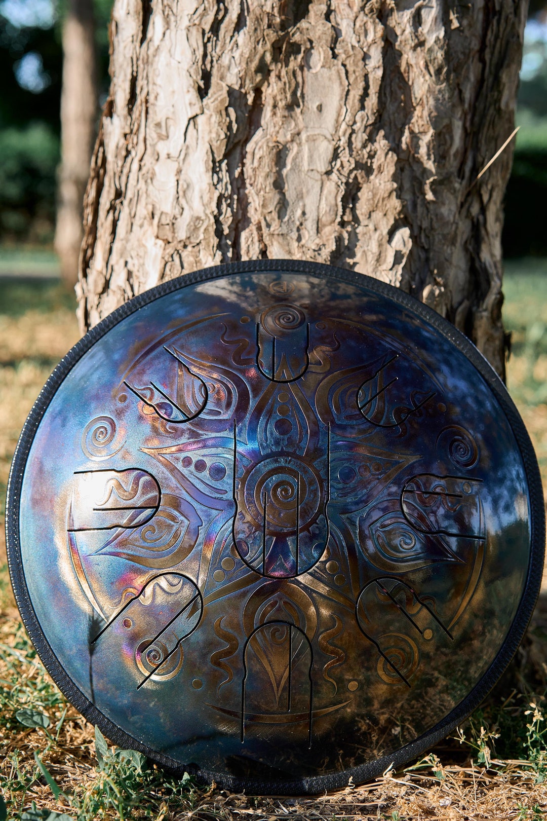 Steel Tongue Drum - Magic Flower, 14 Inch Engraved Tank Drum, Melodic ...