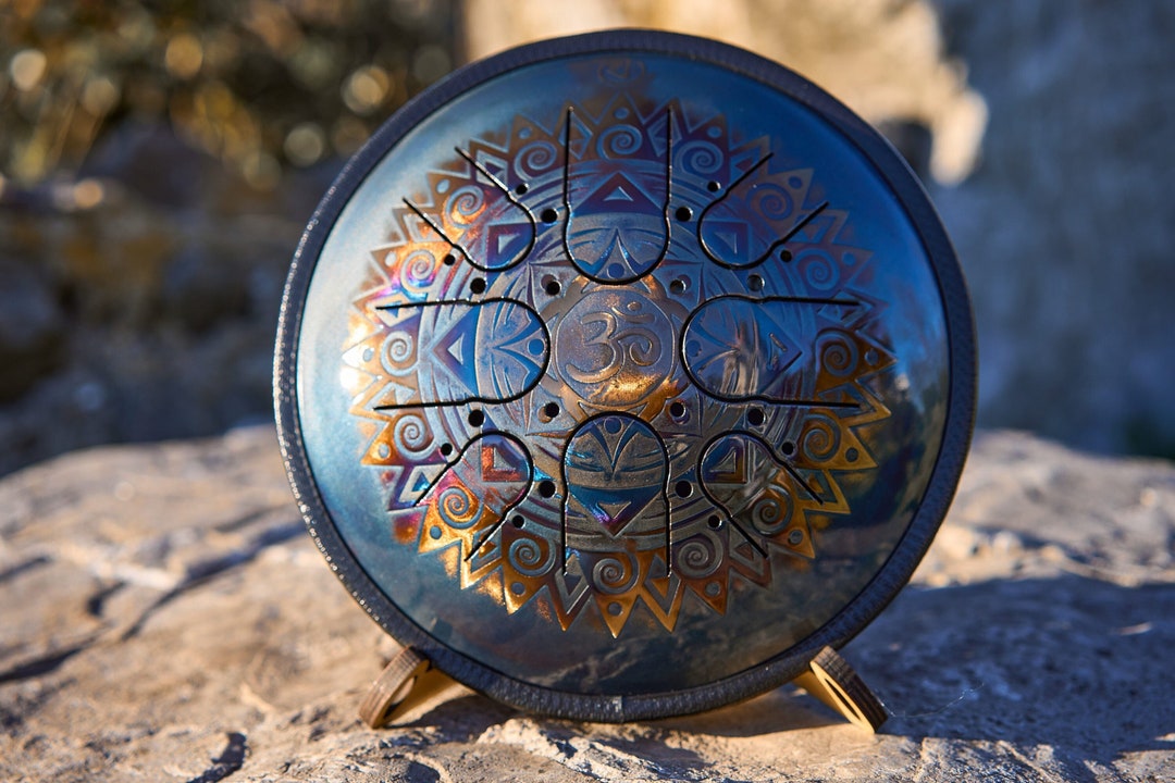 10-inch Steel Tongue Drum, Tank Drum Om Mandala for Meditation, Yoga ...