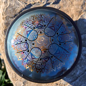 10-inch Steel Tongue Drum, Tank Drum Om Mandala for Meditation, Yoga ...