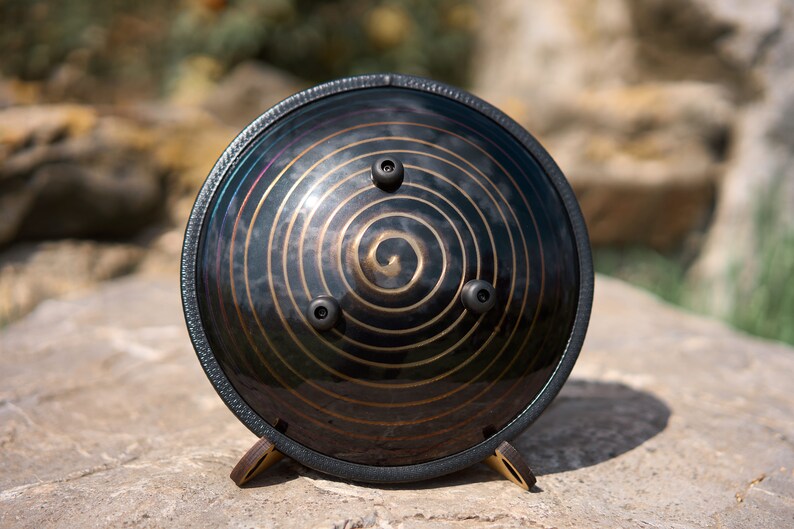 Black Steel Tongue Drum, Engraved 10-inch Handpan, Tank Drum for Yoga ...